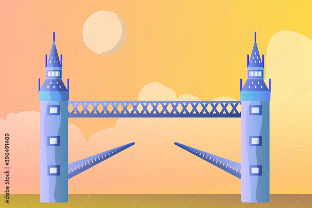 Tower Bridge illustration landscape for tourist attractions Stock ...