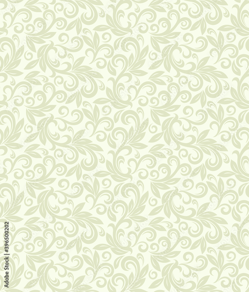 Seamless light background with beige pattern in baroque style. Vector ...