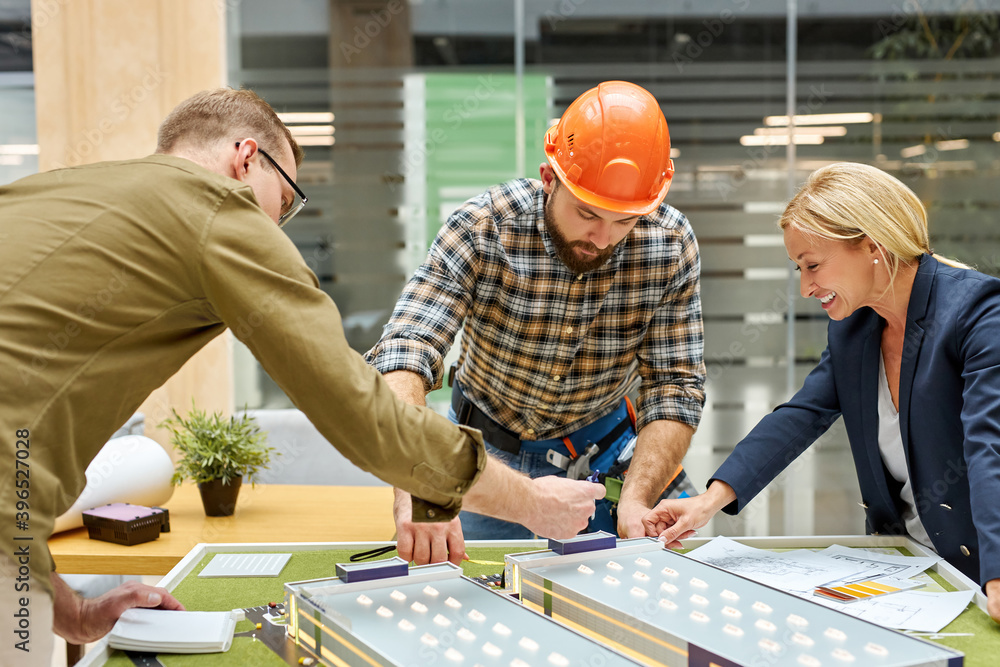 in architectural bureau: team of architects and engineers coworking ...