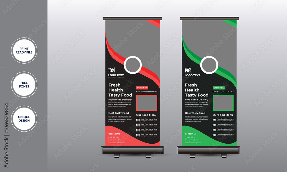 Fast Food Roll Up. Standee Design. Banner Template Vector illustration ...