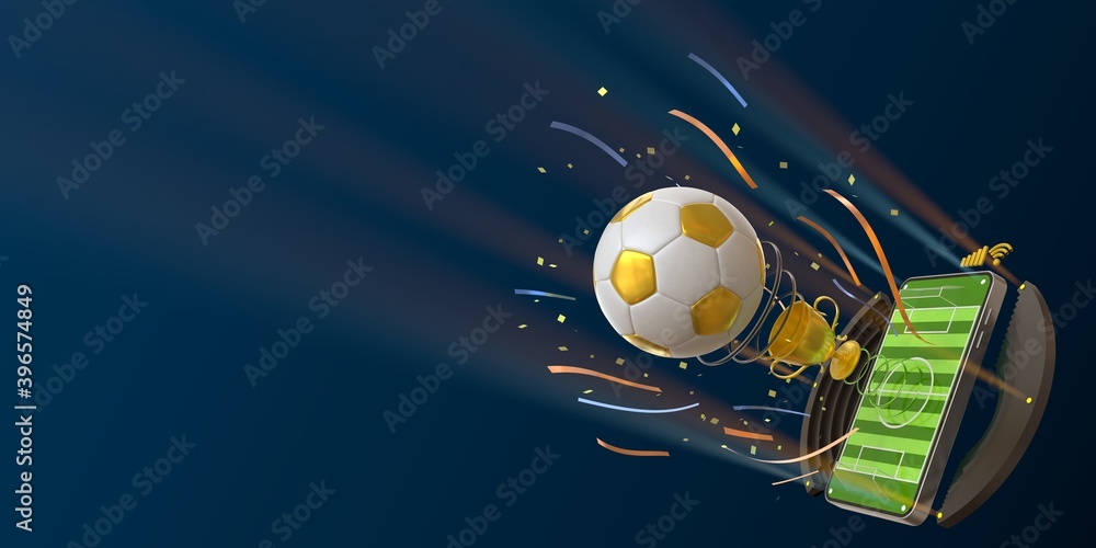 football sport online on the smartphone. football field screen phone ...