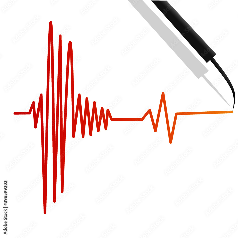 Earthquakes lines sign by seismograph machine illustration background ...