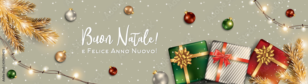 Buon Natale. Italian Christmas and Happy New Year Banner. Xmas ...
