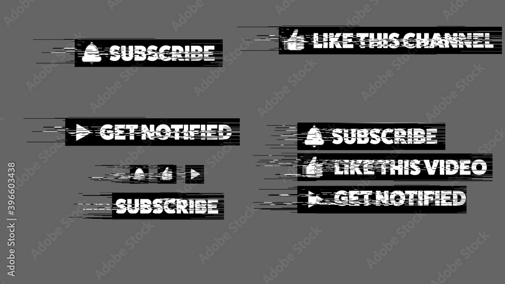 Glitchy Social Media Buttons Stock Template | Adobe Stock