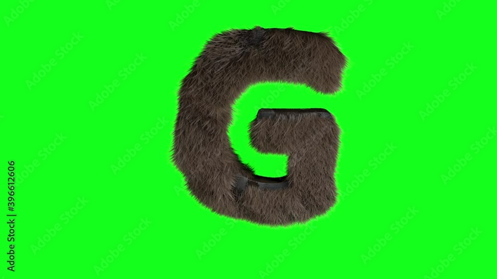 Furry Hairy 3d letter g on green screen chroma key background.Concept ...