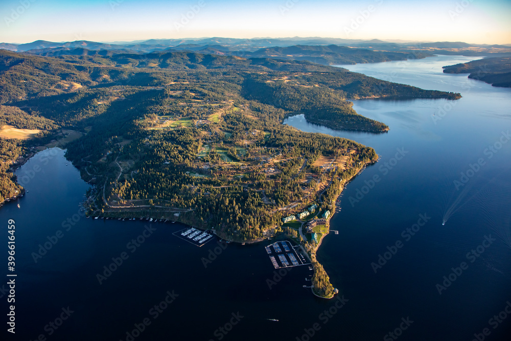 Aerial image of Gozzer Ranch in Coeur d' Alene Idaho. Stock Photo ...