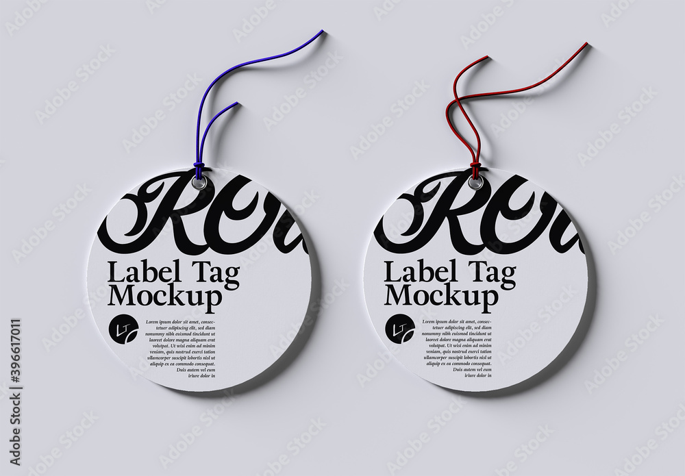 Photorealistic Round Product Label Tag Mockup Layout Stock Template ...