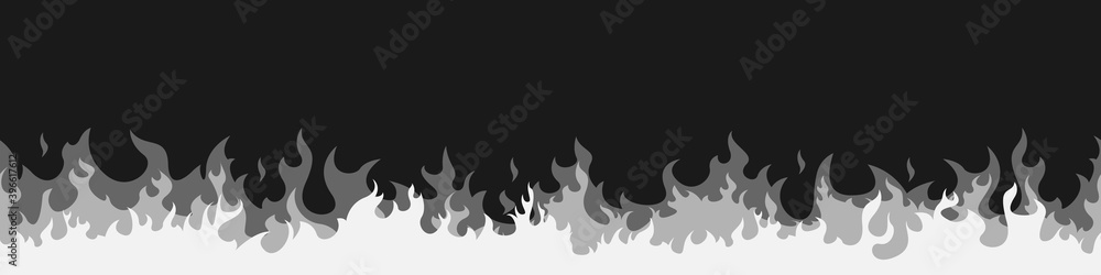 Vector fire. Fire sign. White flame elements on a Black background ...