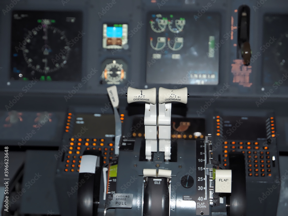 Cockpit of a Boeing 737 airplane Stock Photo | Adobe Stock