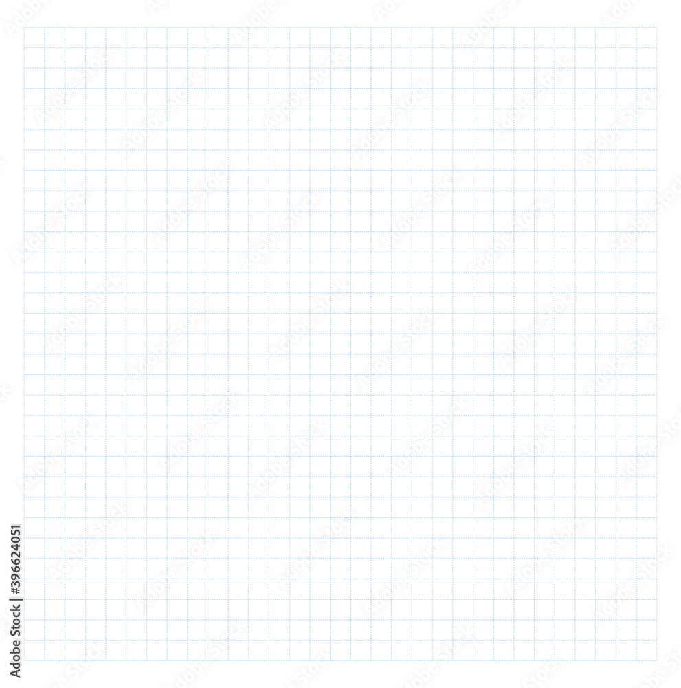 Light blue square grid paper vector background. Math sheet blank ...