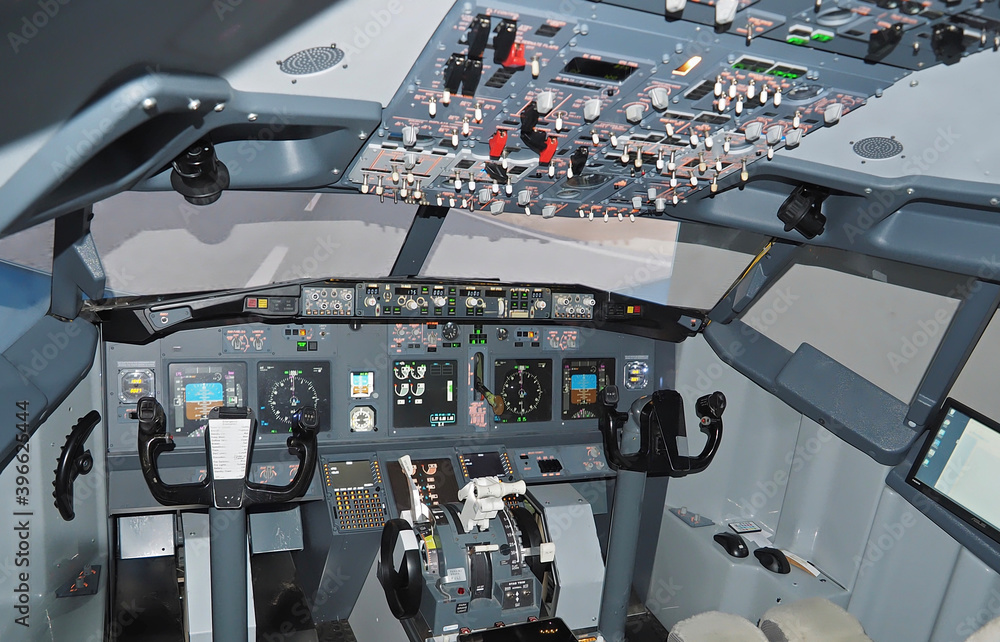 Cockpit of a Boeing 737 airplane Stock Photo | Adobe Stock