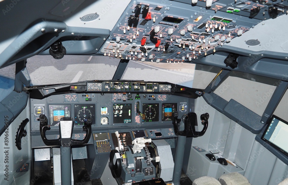 Cockpit of a Boeing 737 airplane Stock Photo | Adobe Stock
