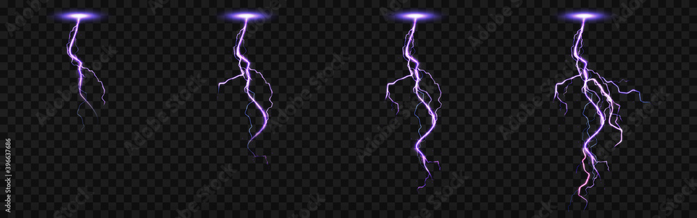 Sprite sheet with lightnings, thunderbolt strikes set for fx animation ...
