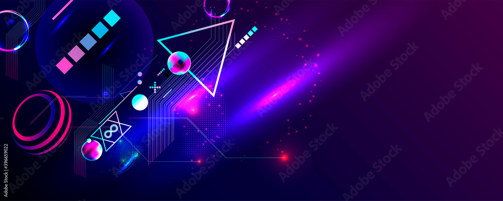 Neon techno christmas tree science space abstraction background. Cosmos ...