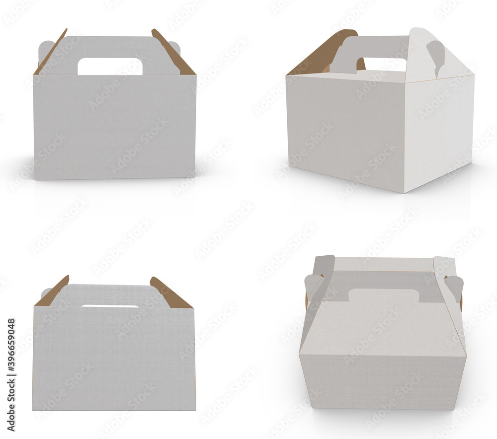 3D rendering - High resolution image white custom carrier box template ...