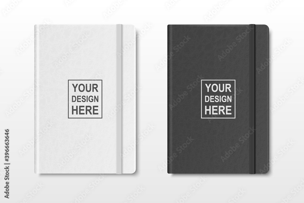 Vector 3d Realistic Textured White and Black Closed Blank Paper ...