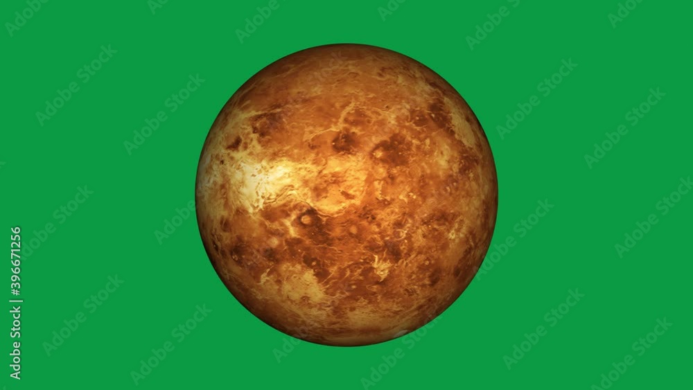 Beautiful planet of Venus animation in green screen. Evening star Venus ...