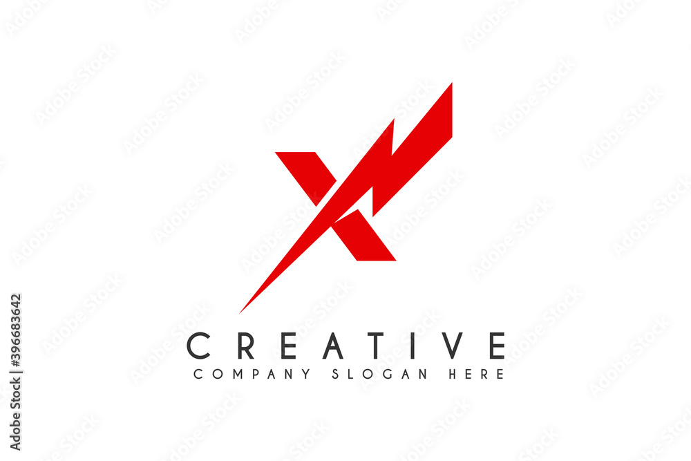 Initial letter X express with lightning thunder logo design vector ...