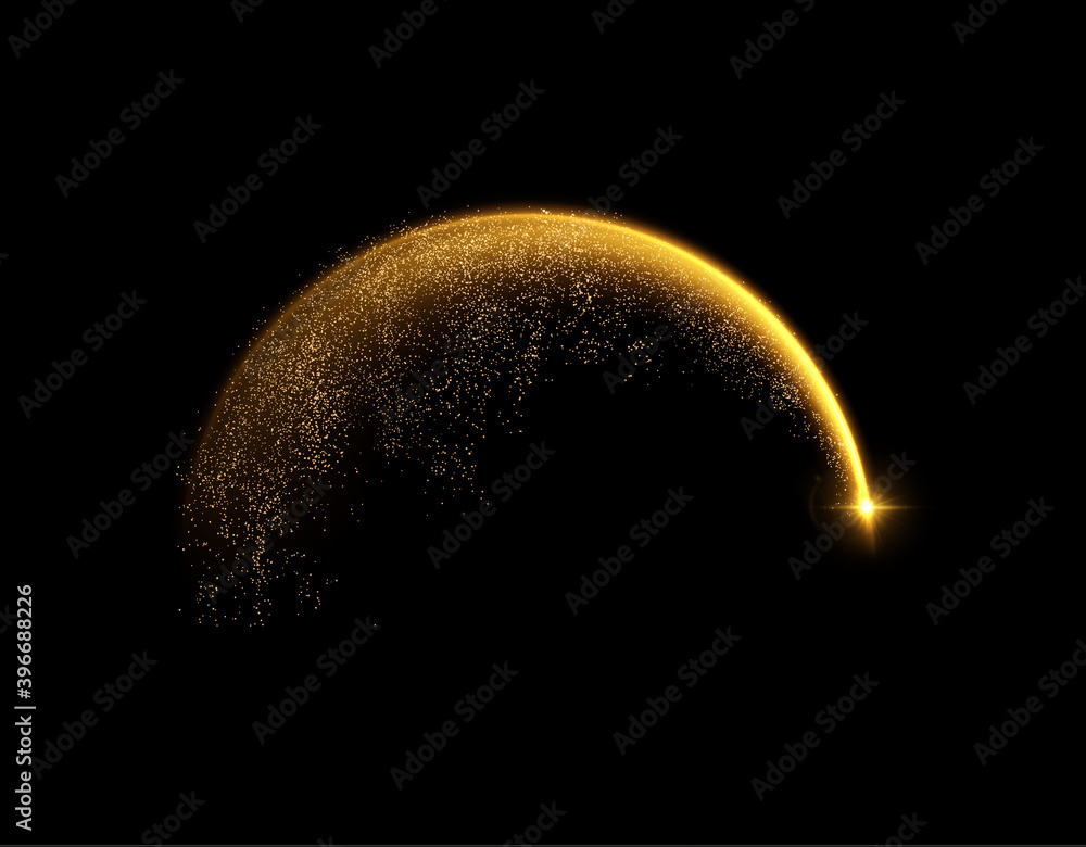 Magical shooting star arc effect with glittering magic dust particles ...