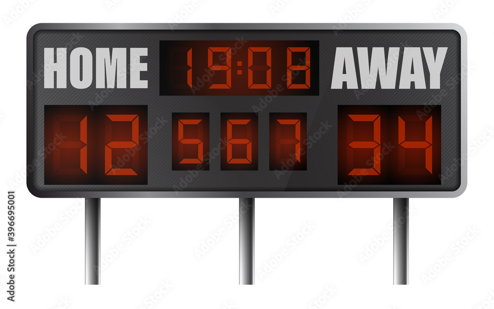realistic electronic sports scoreboard. Score on board during match on ...