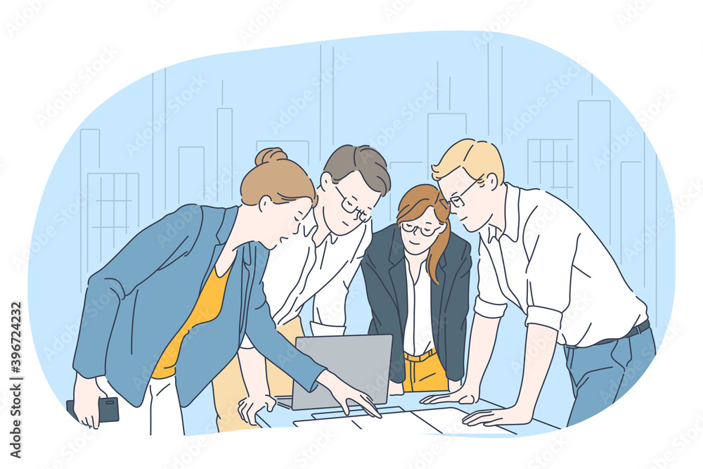 Vektorová grafika „Teamwork, brainstorming, business communication ...
