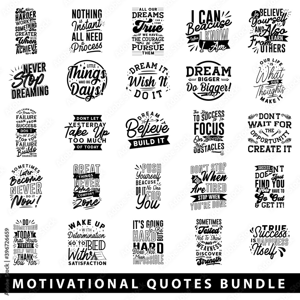 Motivational Quotes Bundle. Quotes about life, Life quotes Stock Vector ...