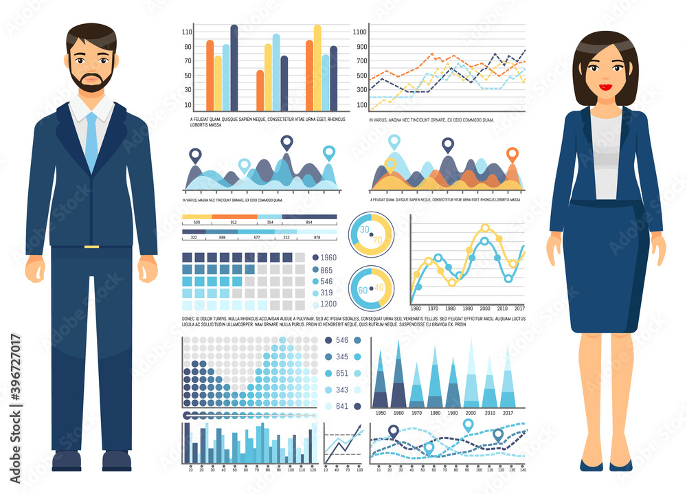 Businesswoman with businessman wearing office dresscode, suit, costume ...