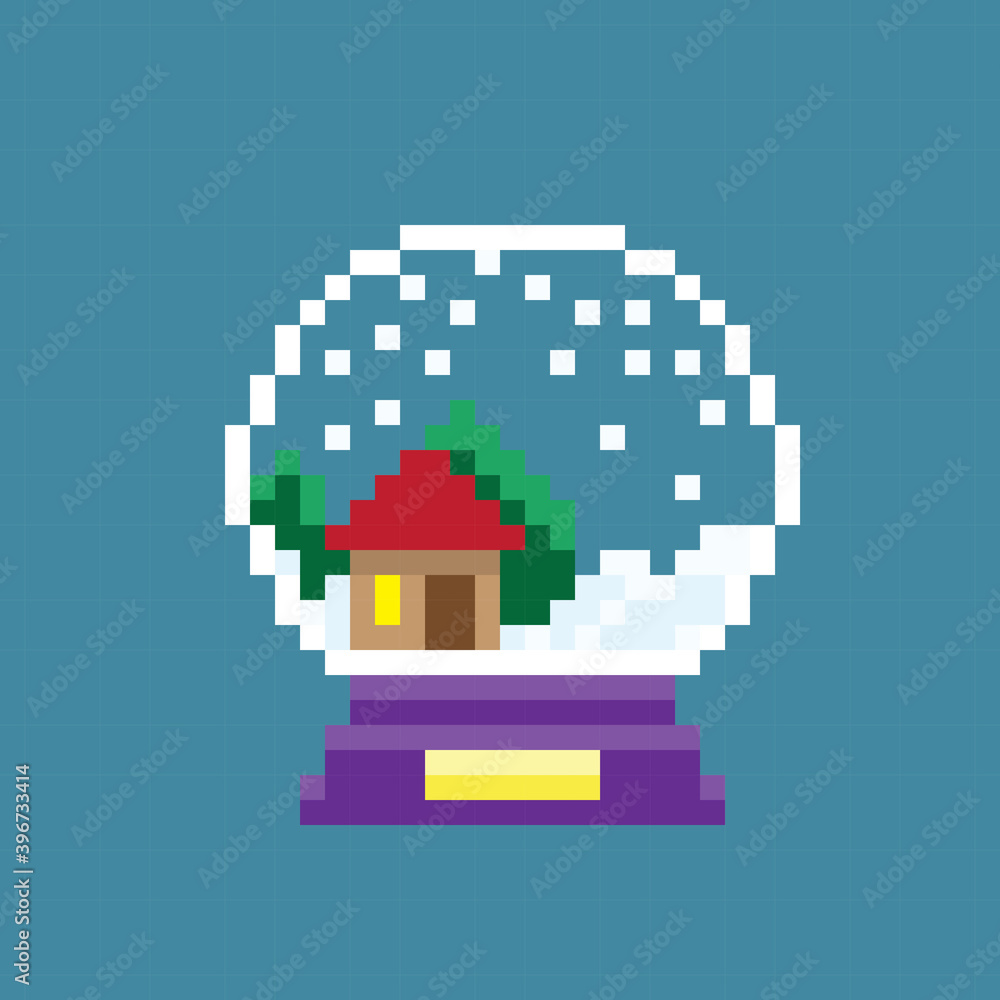 Snow globe pixel art. Vector picture. Stock Vector | Adobe Stock