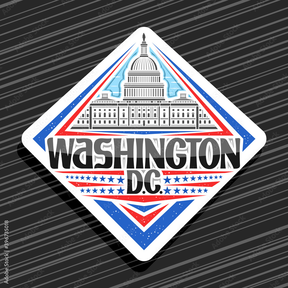 Vector logo for Washington, white rhombus badge with line illustration ...
