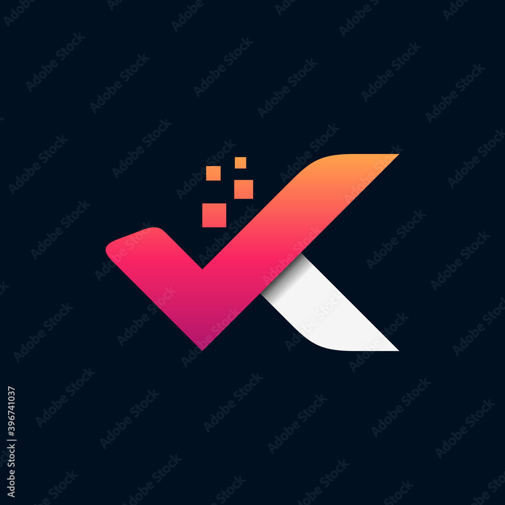letter k digital check mark logo Stock Vector | Adobe Stock
