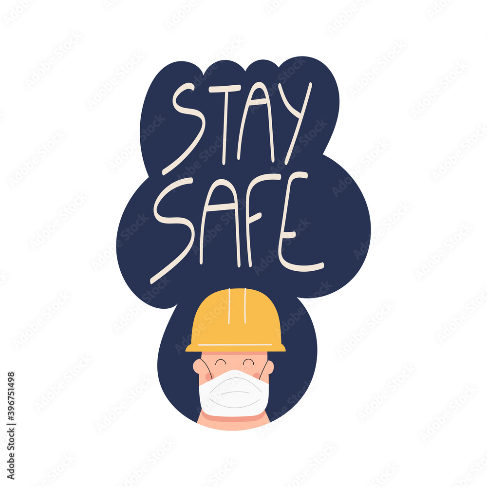 Stay safe handwritten phrase poster and sticker design vector ...