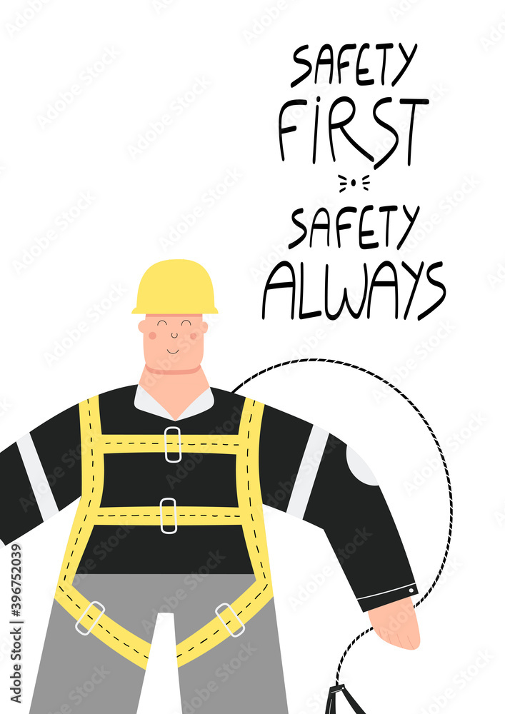 Safety first Safety always handwritten phrase poster and sticker design ...