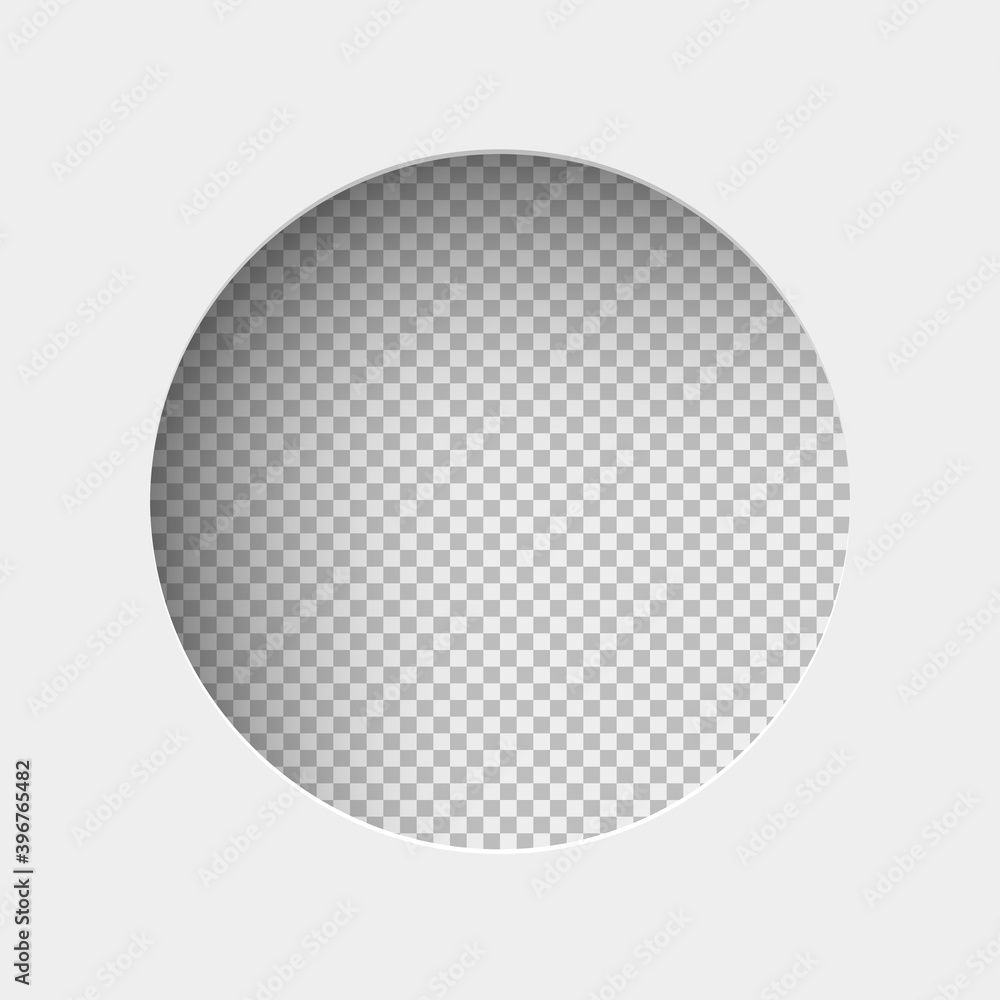 Vector realistic illustration of white paper with shadow, round shaped ...