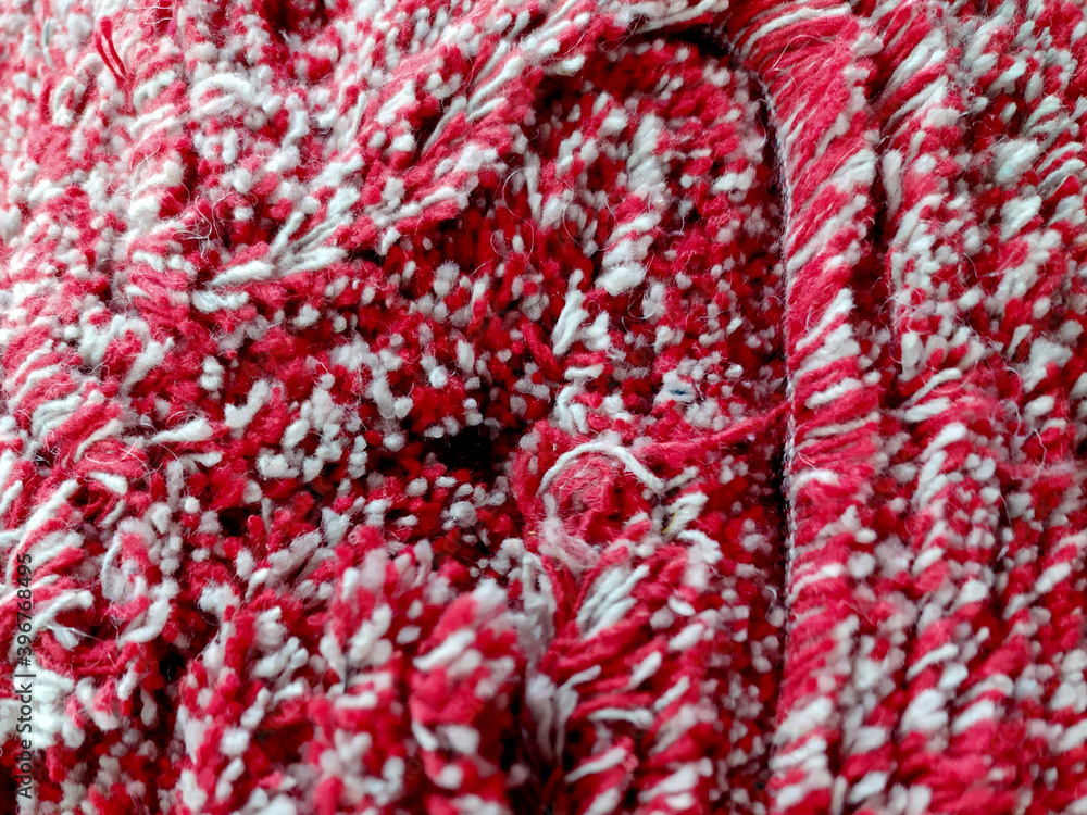 A pile of trimmed fabric. Texture from yarn and fabric. Textile ...