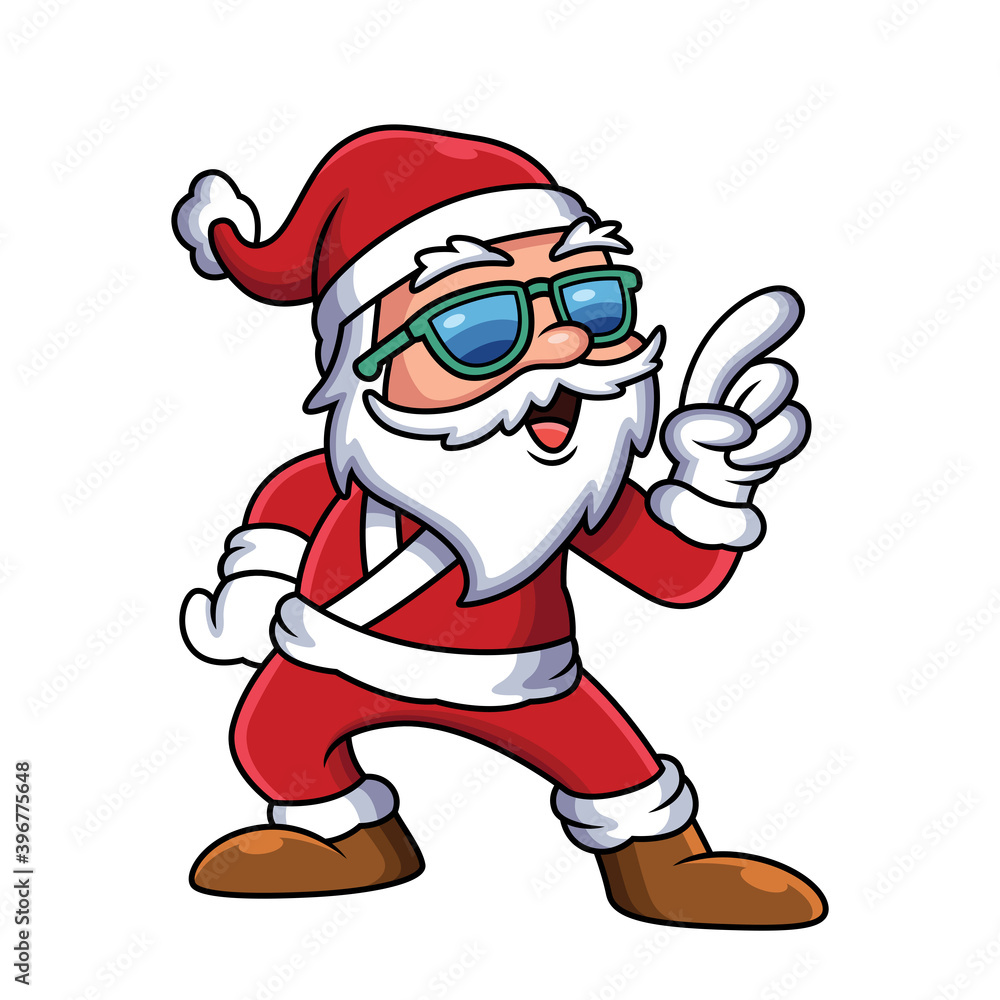 Cute Illustration of Santa with Funny Pose. People Holiday Icon Concept ...