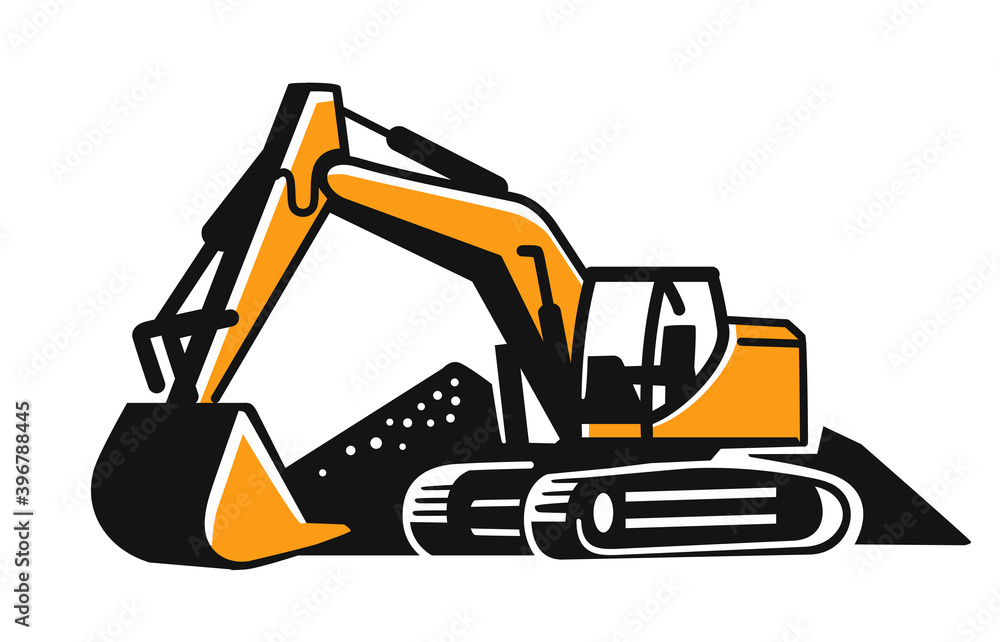 excavator construction site logo on white background Stock Vector ...