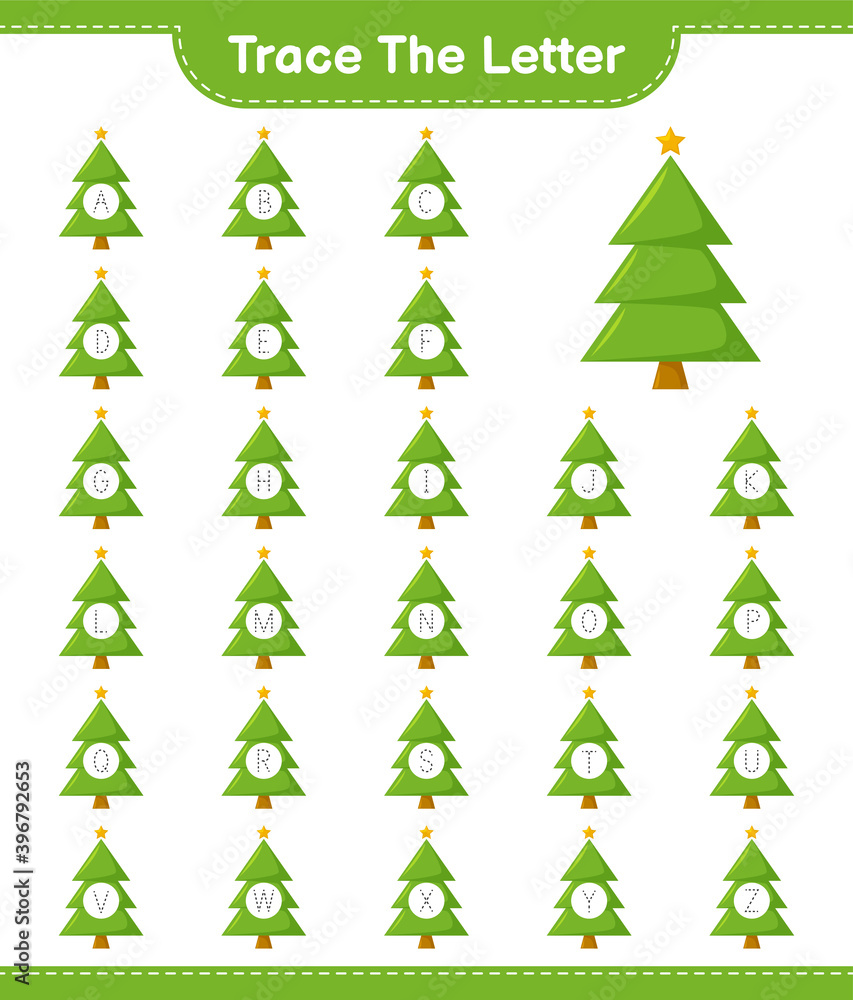 Trace the letter. Tracing letter alphabet with Christmas Tree ...