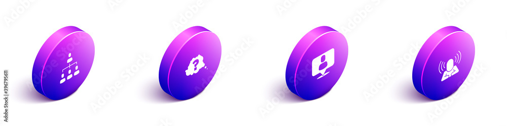 Set Isometric Hierarchy organogram chart, Question mark, Head hunting ...