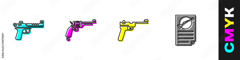 Set Desert eagle gun, Revolver, Mauser and Firearms license certificate ...