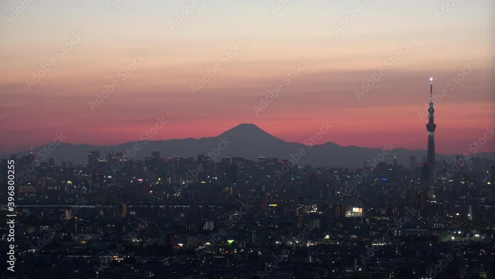 Vidéo Stock TOKYO, JAPAN : Aerial high angle sunrise or sunset view of ...