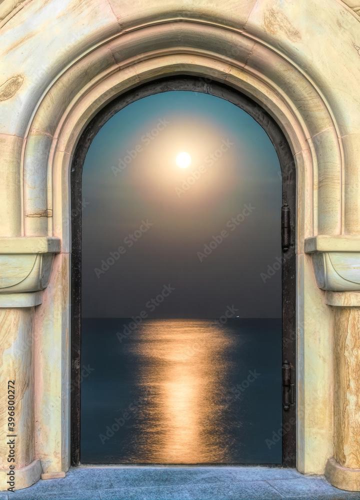 Beautiful gothic medieval arched stone window. Magnificent majestic ...