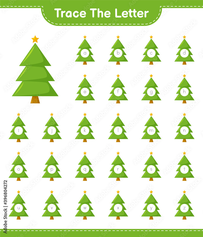 Trace the letter. Tracing letter alphabet with Christmas Tree ...