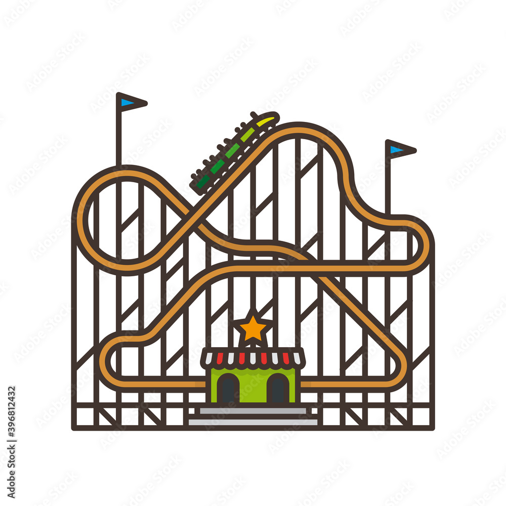 Roller coaster isolated vector illustration. Fun fair ride ...