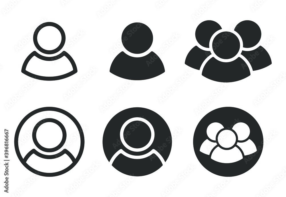 User profile login or access authentication icon button set. People ...