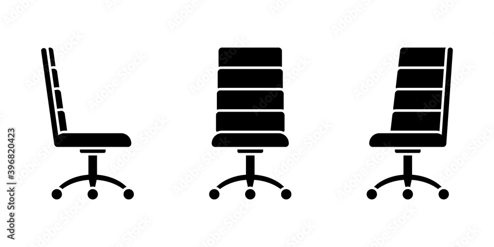 Isolated spinning office chair vector illustration icon pictogram set ...