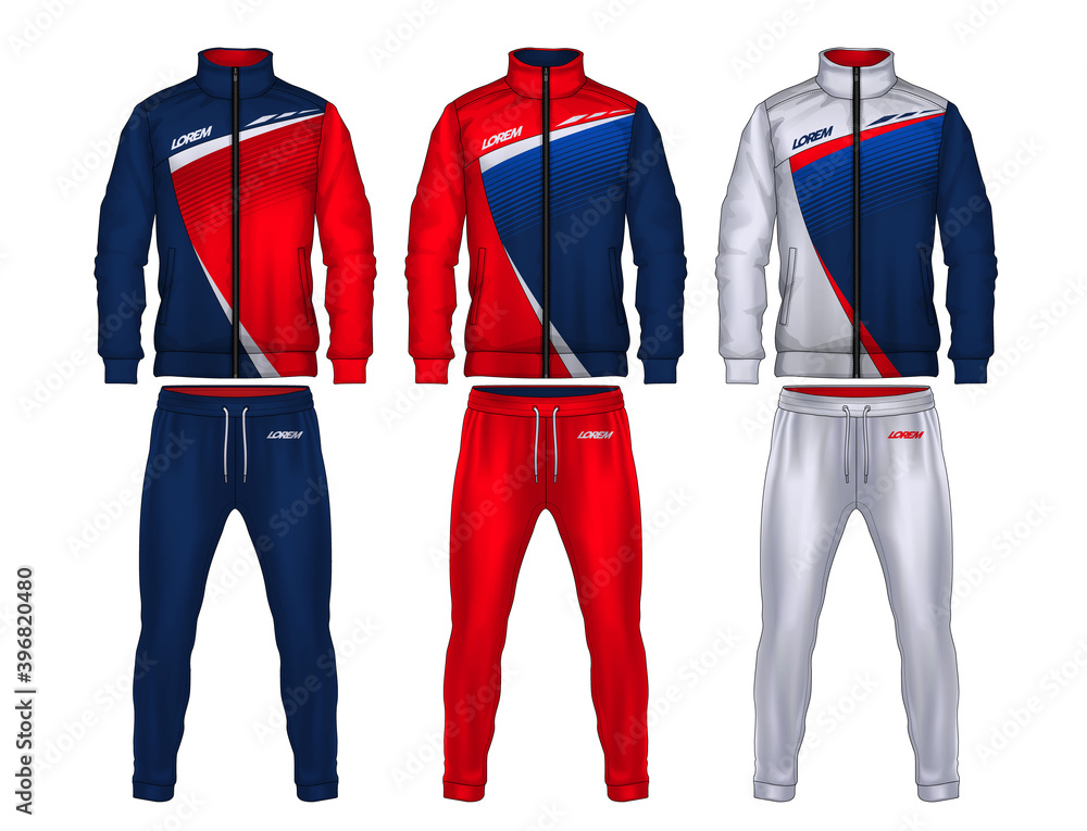 sport track suit design template,jacket and trousers vector ...