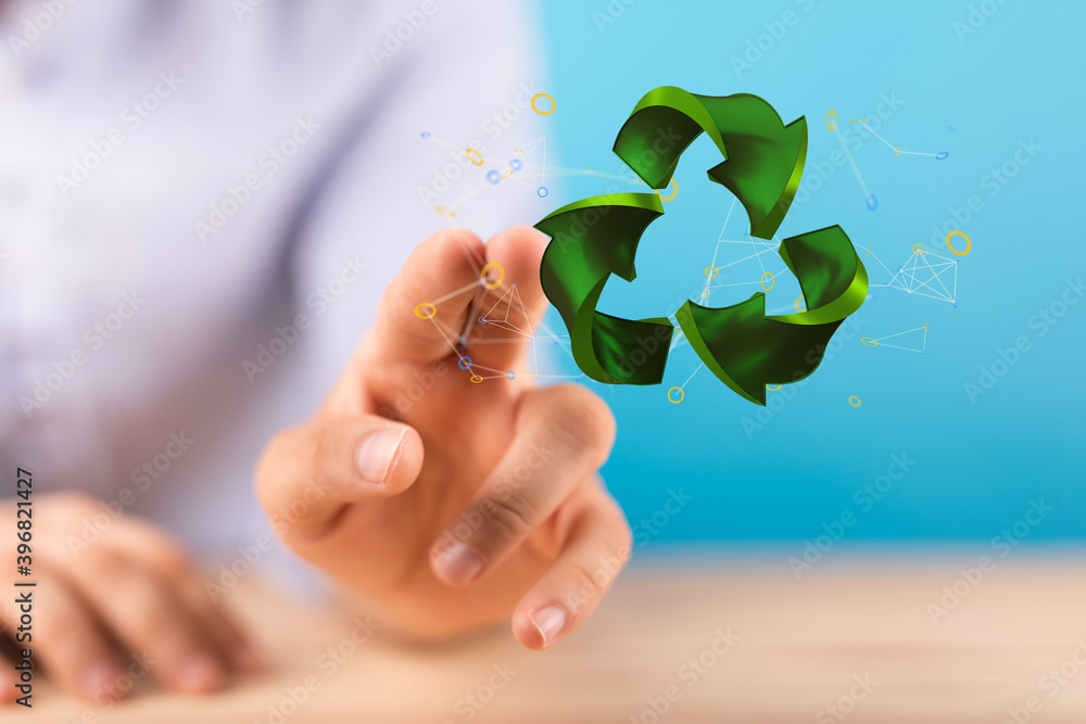 volumetric green recycling sign 3d digital Stock Photo | Adobe Stock