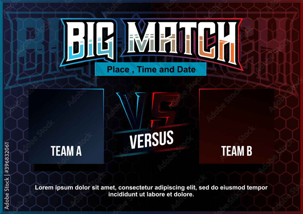 big match modern futuristic head to head team versus poster ...