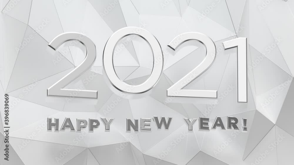 2021 Happy New Year Loop 1 Silver x White: silver text rotating on ...