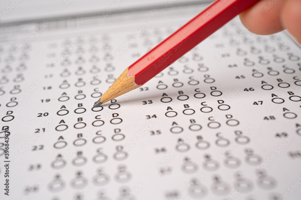 Answer sheets with Pencil drawing fill to select choice, education ...